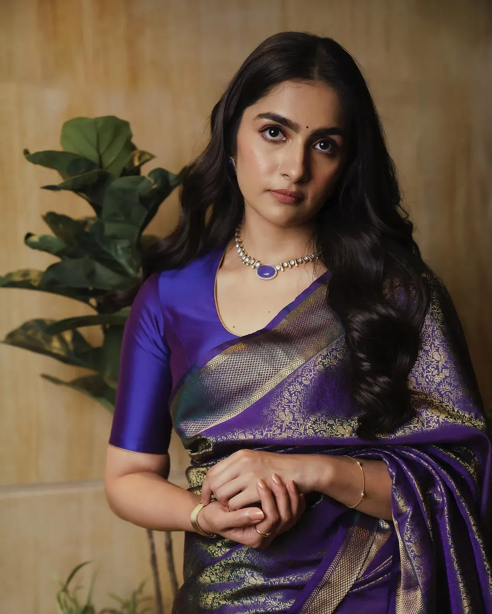 Unequalled Royal Blue Soft Silk Saree With Sonorous Blouse Piece – Kankaari