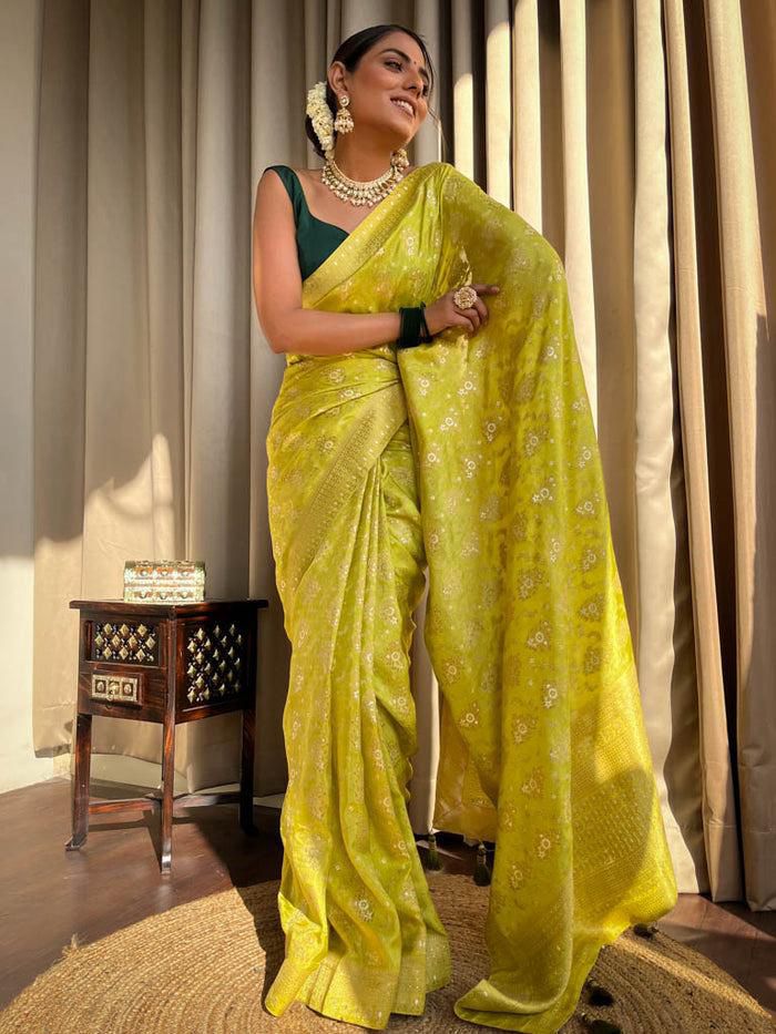 Beleague Yellow Soft Silk Saree With Glorious Blouse Piece – Kankaari